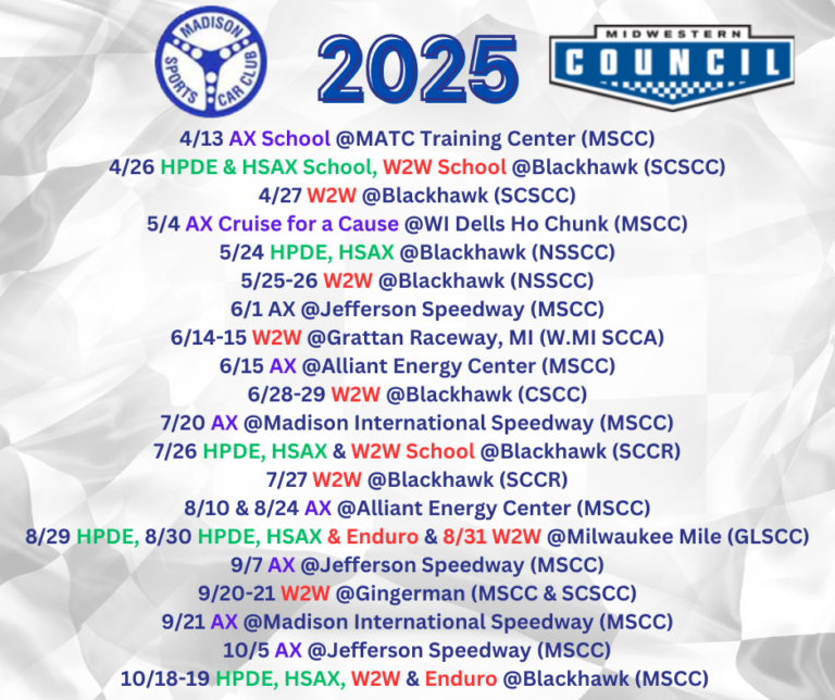 2025 Combined Schedule of MSCC Autocross and MCSCC High Speed Events ...